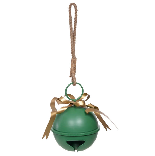 Guizo Decorativo de Natal em Metal Verde e Dourado - 25 x 34,5 cm
